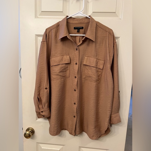 Banana Republic | Tops | Banana Republic Tan Buttonup Shirt Jacket ...